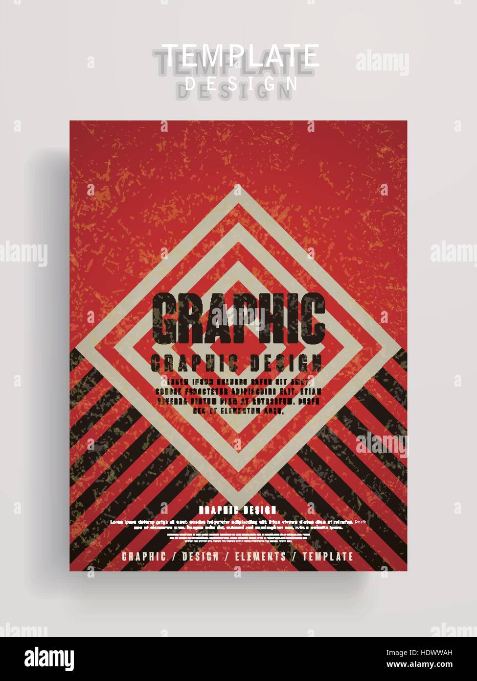 retro poster template design with rhombus and stripe elements Stock ...