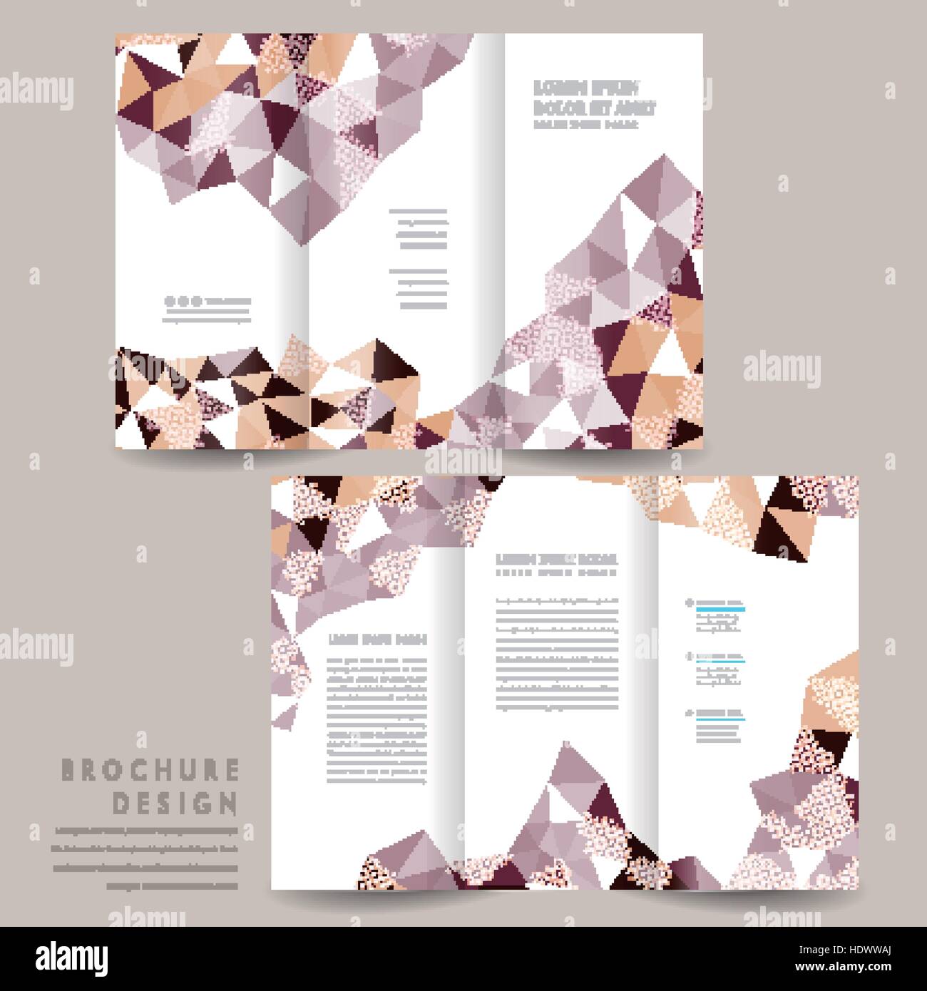 trendy tri-fold template design with crystal geometric elements Stock ...