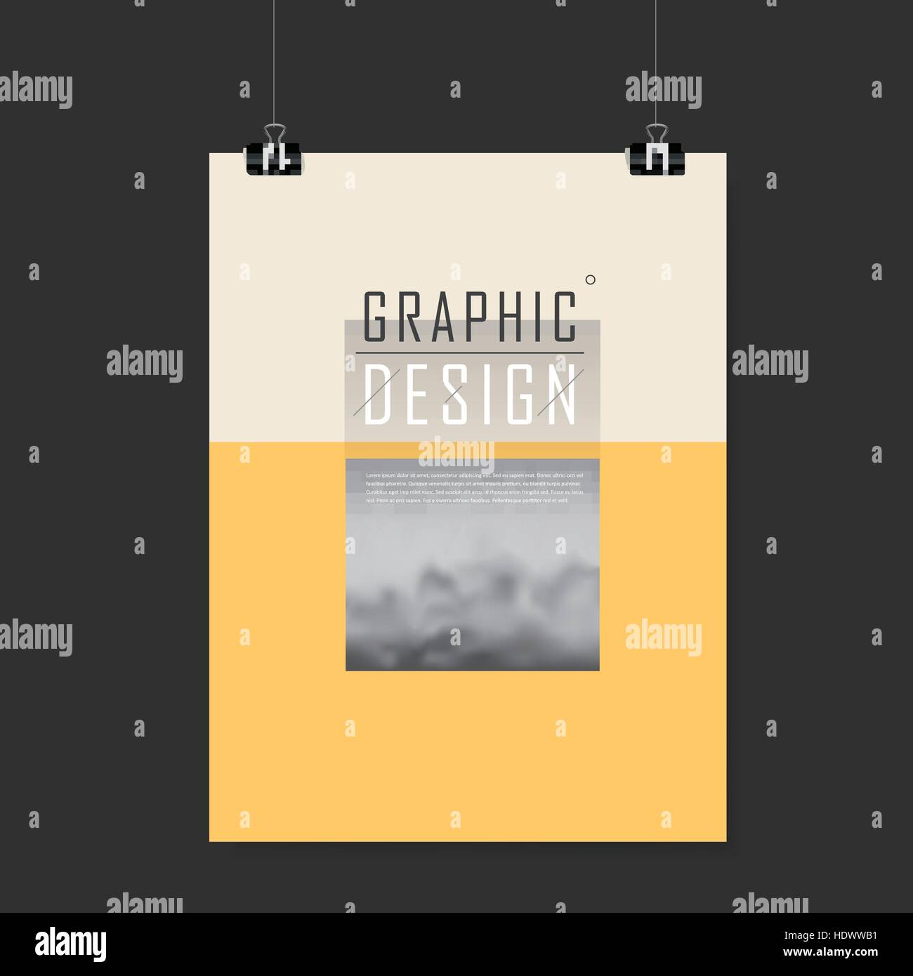 elegant poster template design with blurred scenery in beige and yellow ...