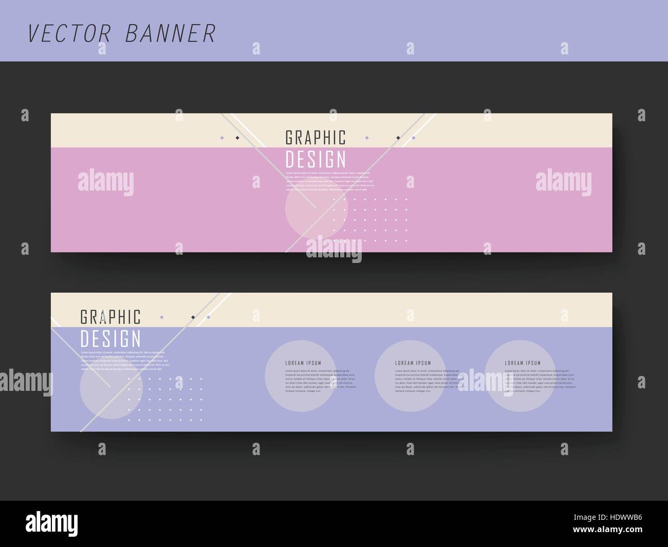 simplicity banner template design with geometric elements in purple and ...