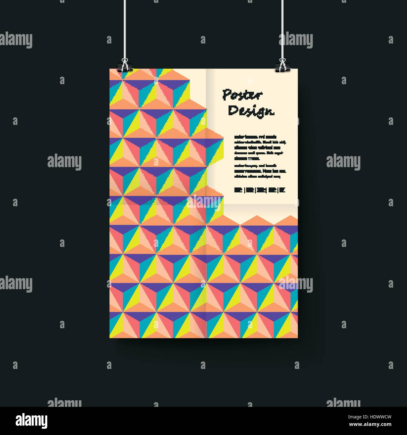 lovely poster template design with colorful triangle elements Stock ...