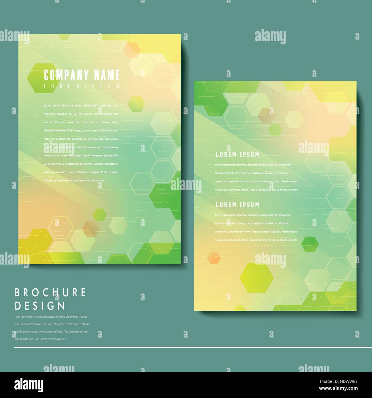 trendy brochure template design with hexagon geometric elements Stock ...