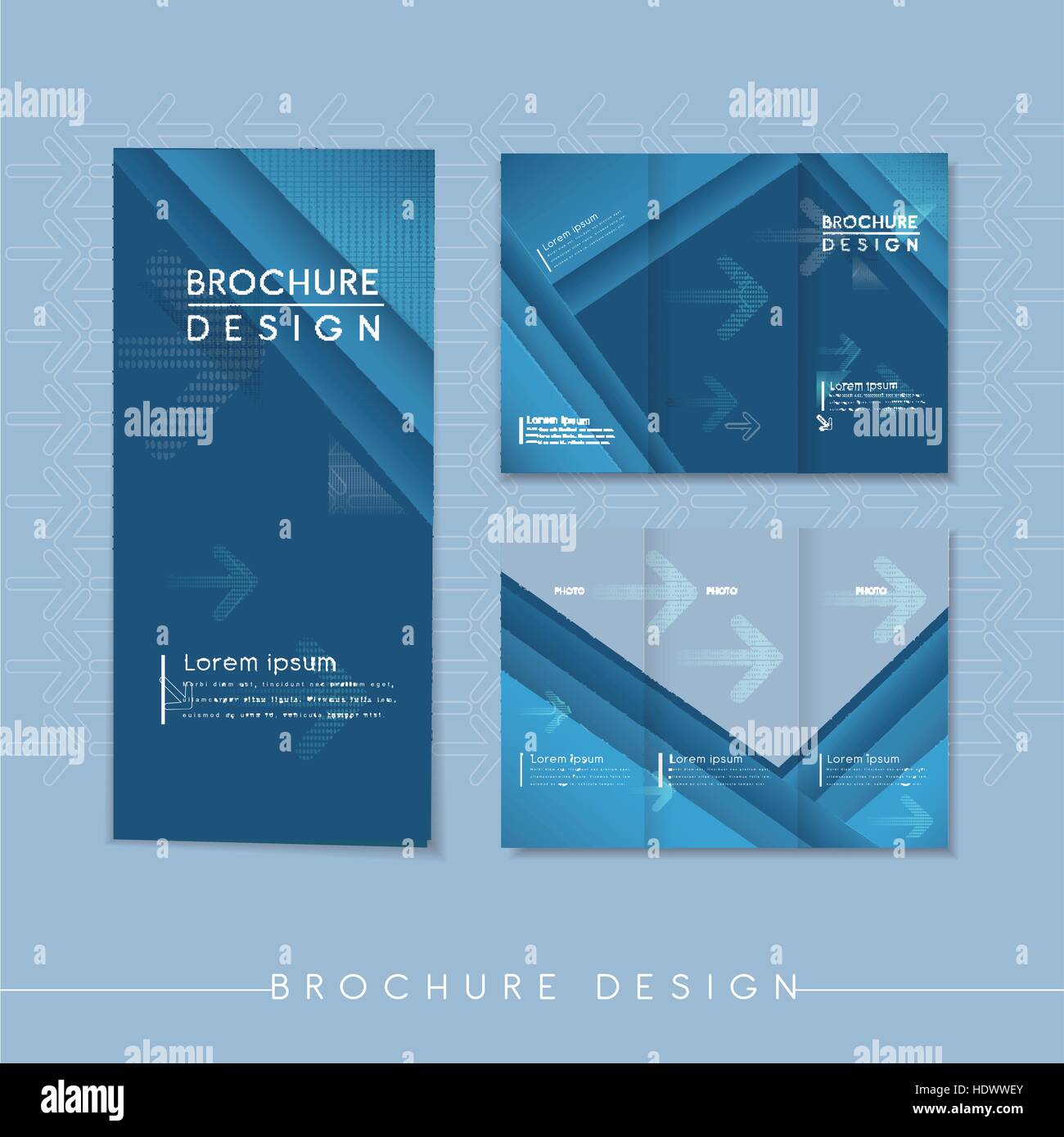 Tri fold brochure blue corporate design Stock Vector Images - Alamy
