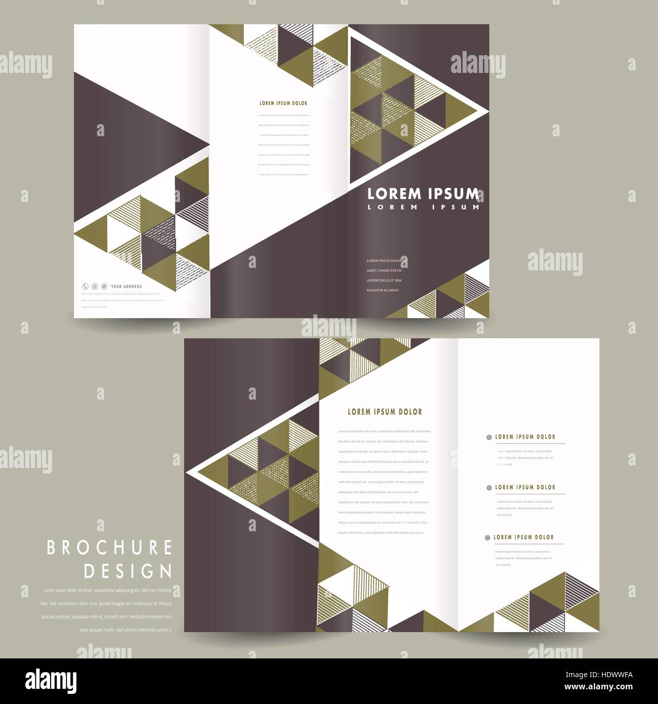 trendy tri-fold template design with triangle elements Stock Vector ...
