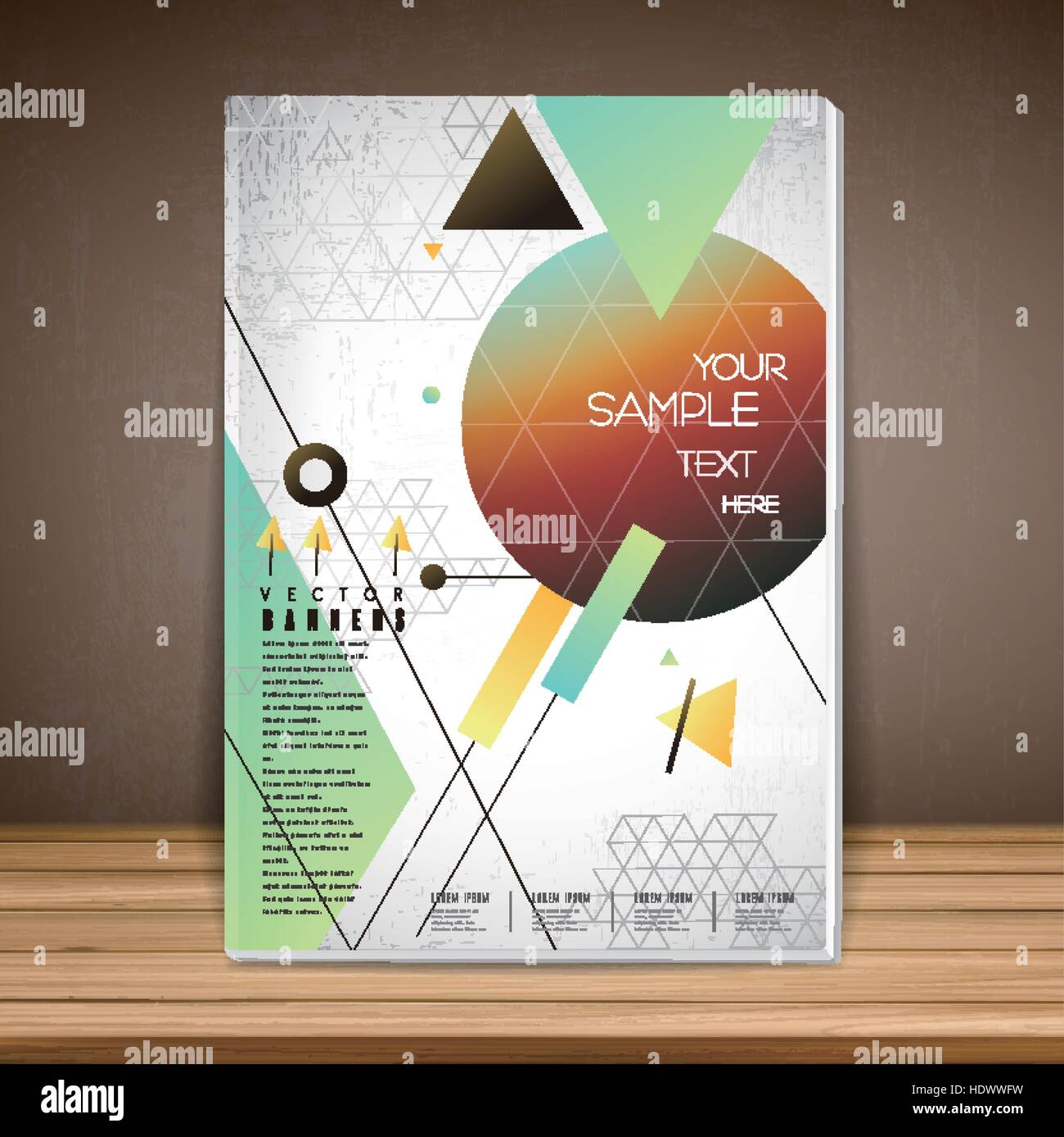 geometrical book cover brochure template design isolated on wooden ...