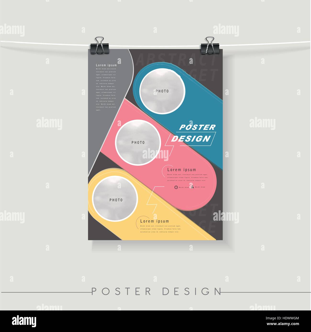 poster design template with colorful stripes circle line Stock Vector ...