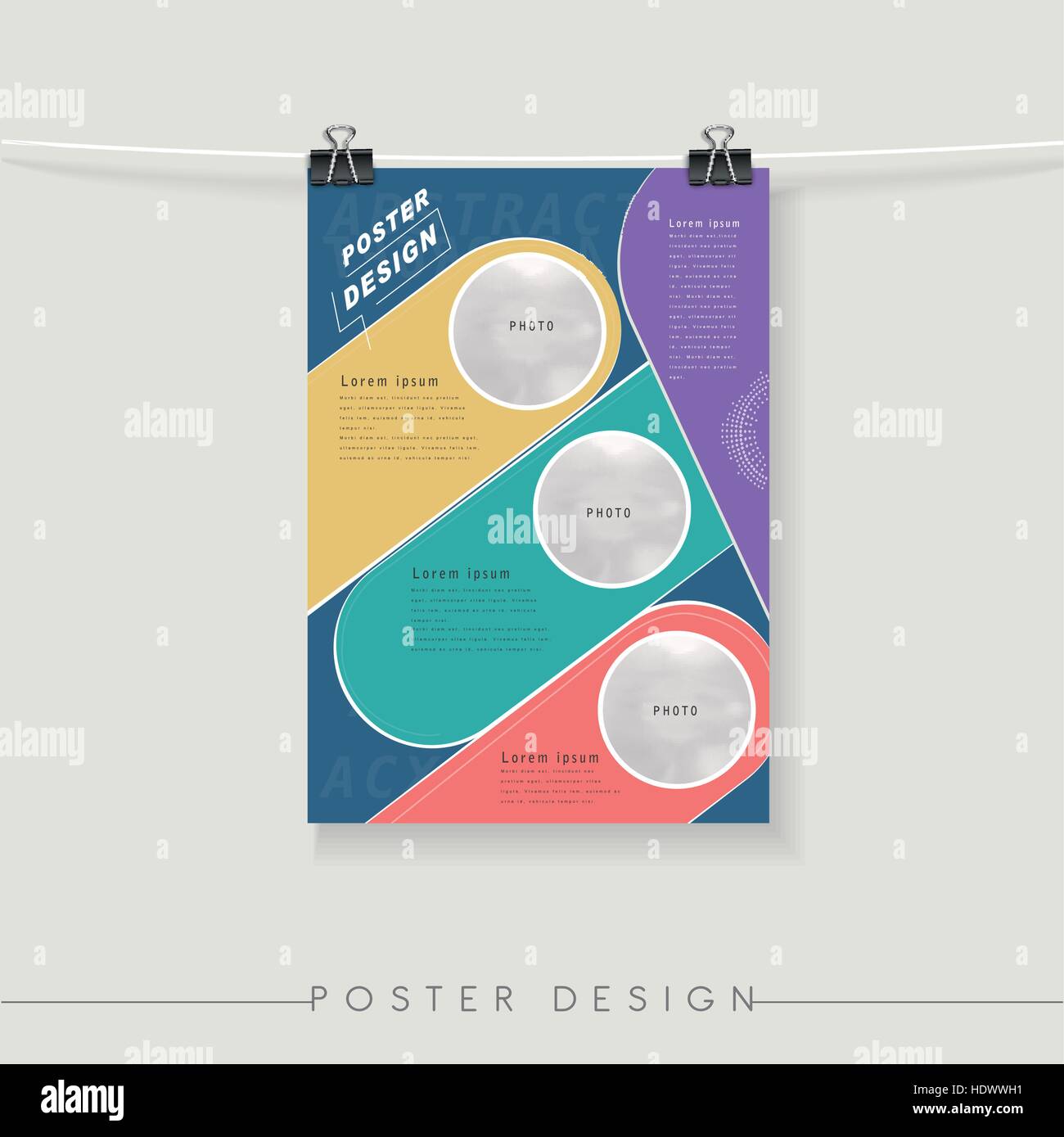 poster design template with colorful stripes circle line Stock Vector ...