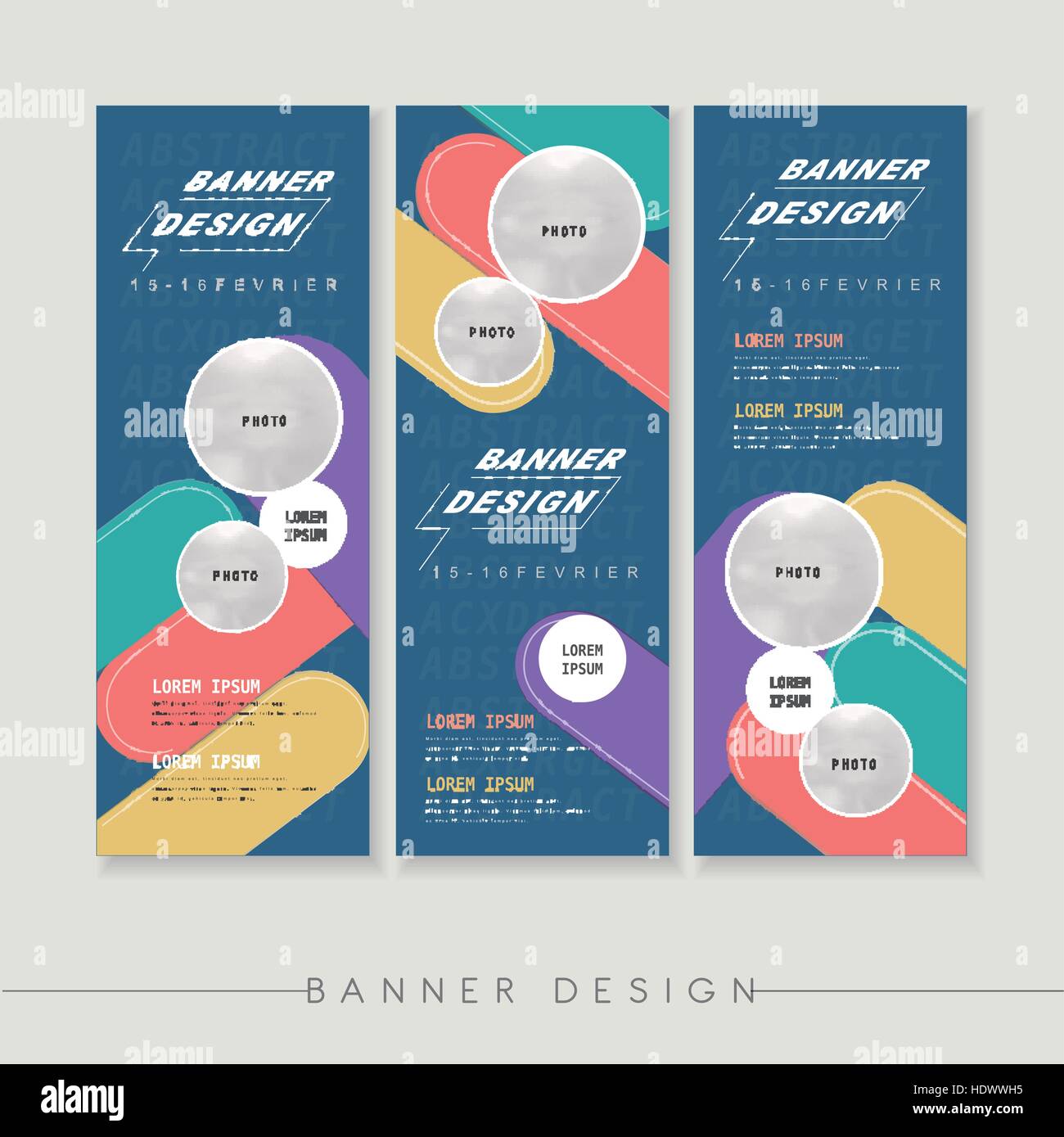banner design template with colorful stripes circle line Stock Vector ...