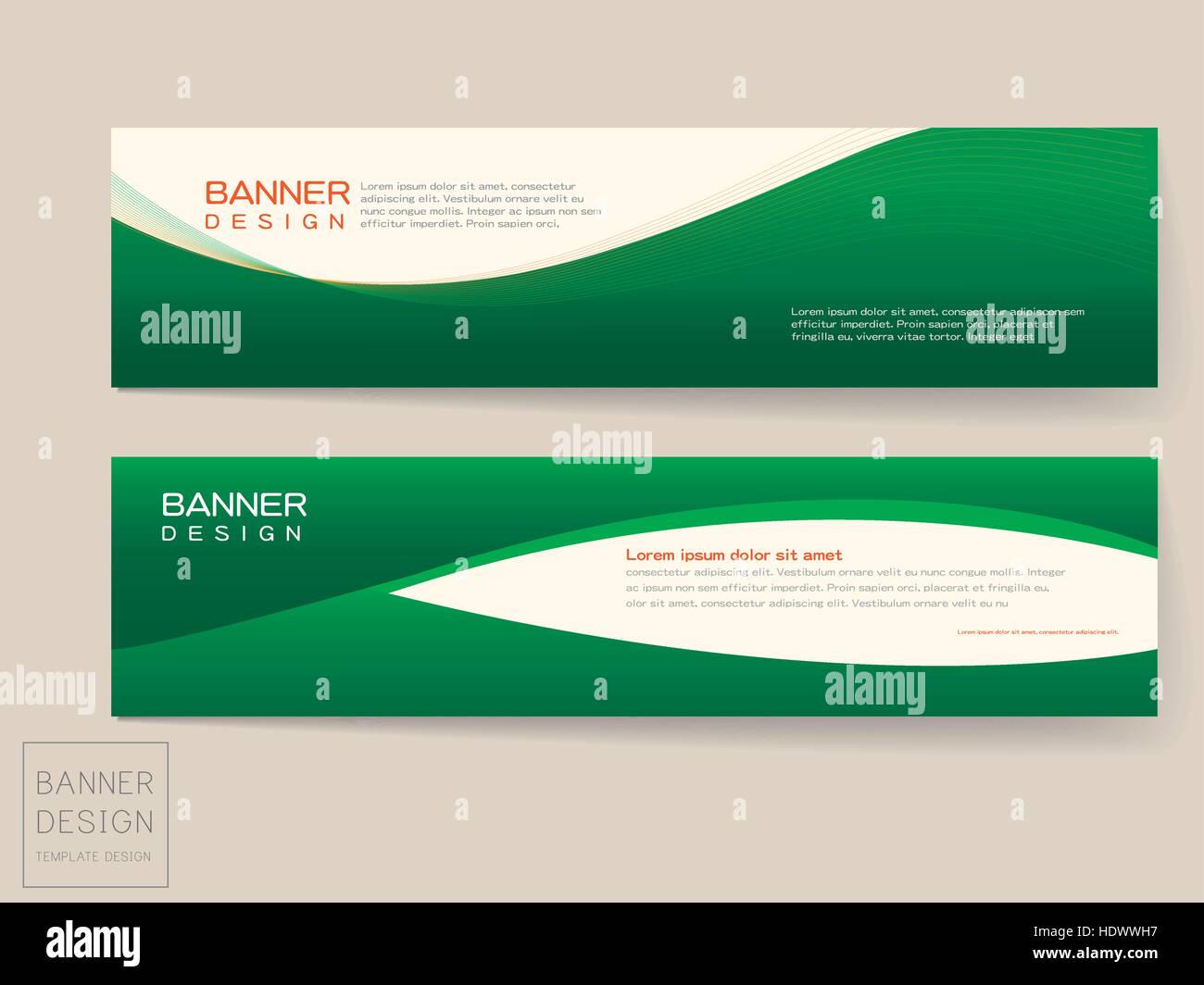 banner design templates set with dynamic wave in green Stock Vector ...
