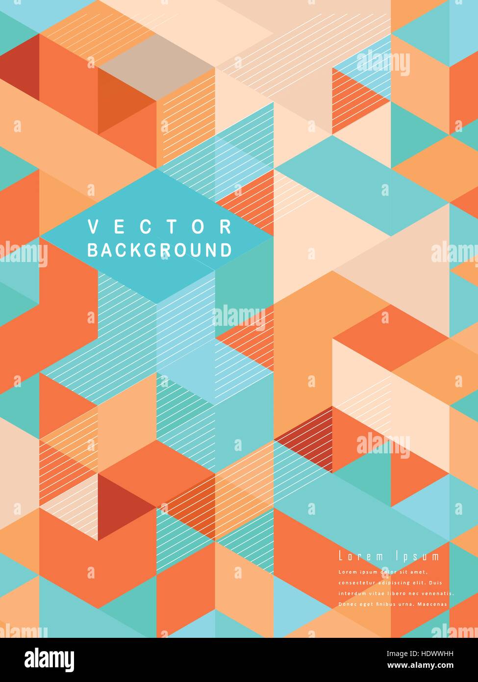 retro mosaic poster template design in blue and orange Stock Vector ...