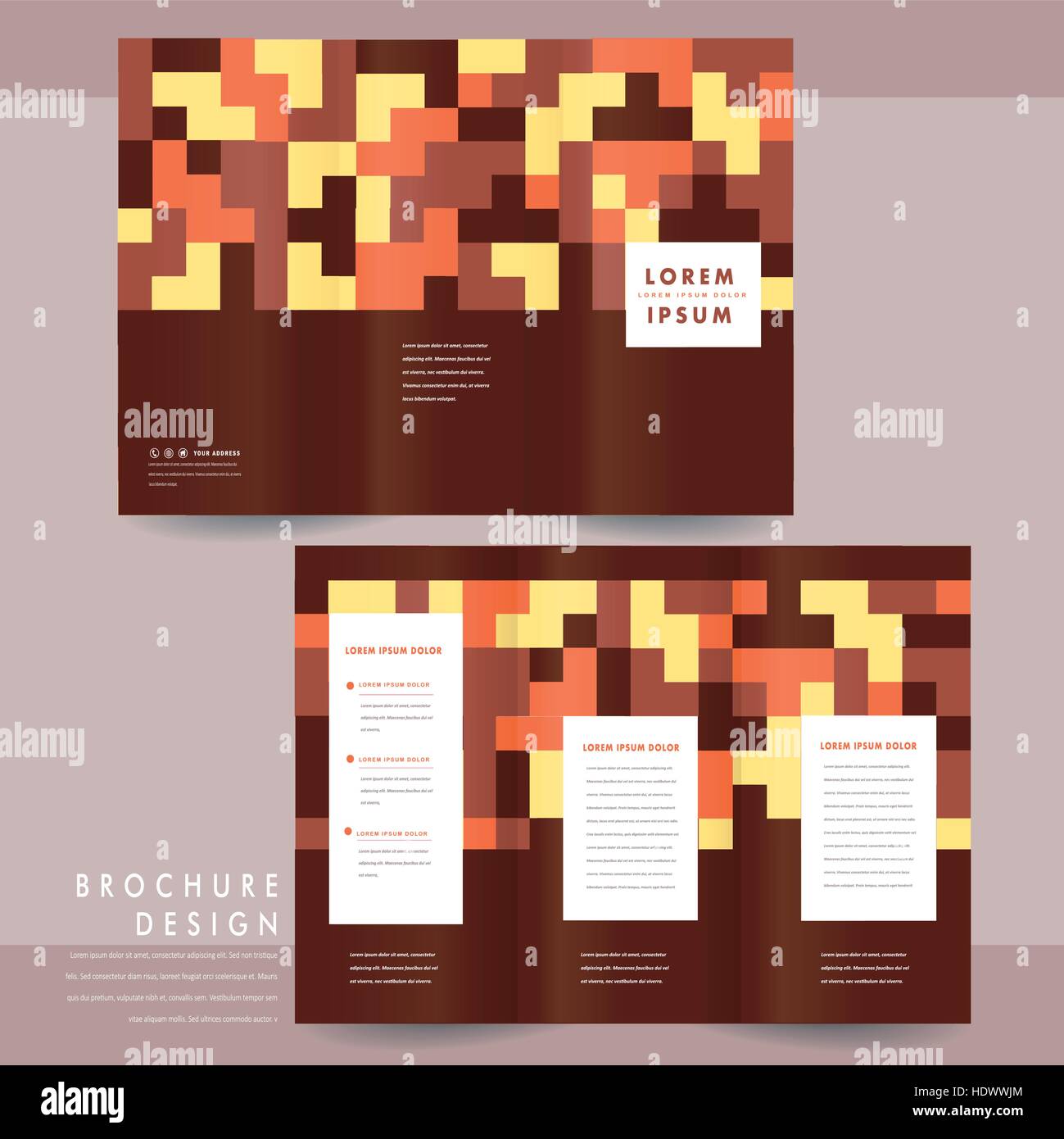 modern tri-fold template design with colorful block elements Stock ...