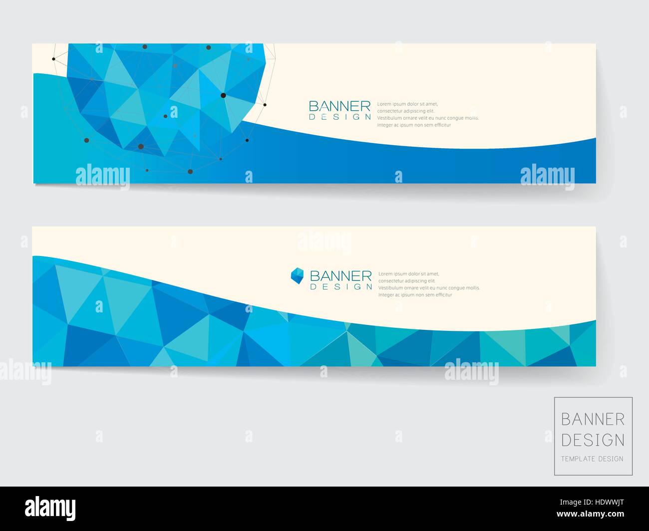banner template design with geometric blue crystal elements Stock ...