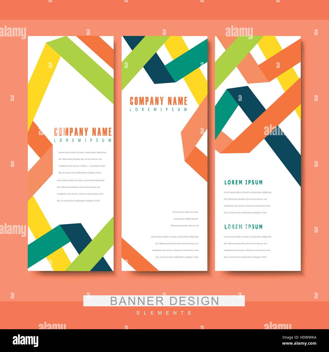 trendy banner template set design with paper folded elements Stock ...