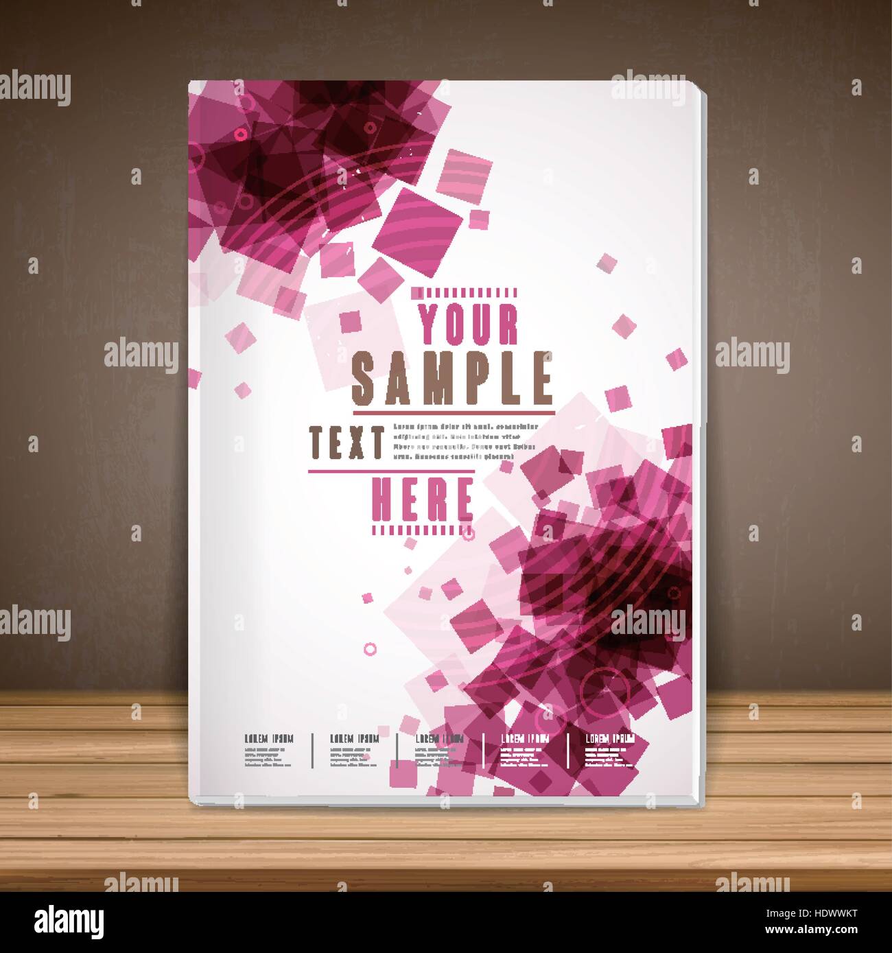 trendy book cover template design with translucent squares elements ...