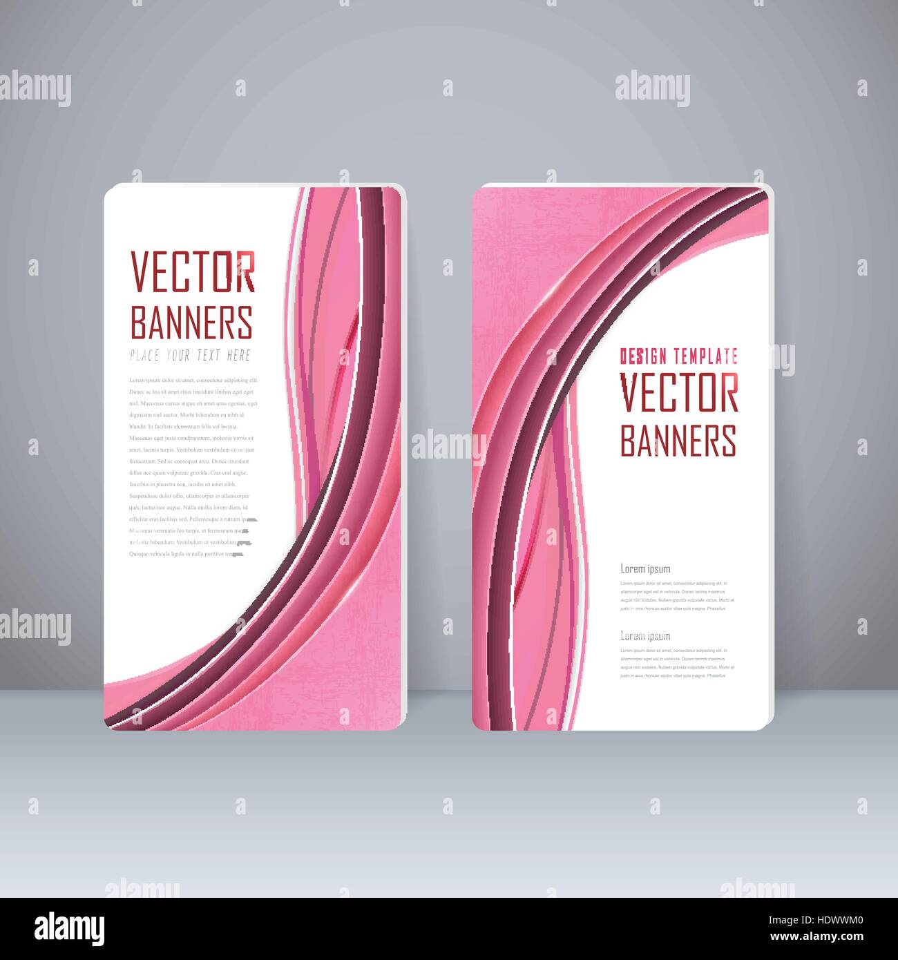 trendy banner template set design with pink glossy curved elements ...