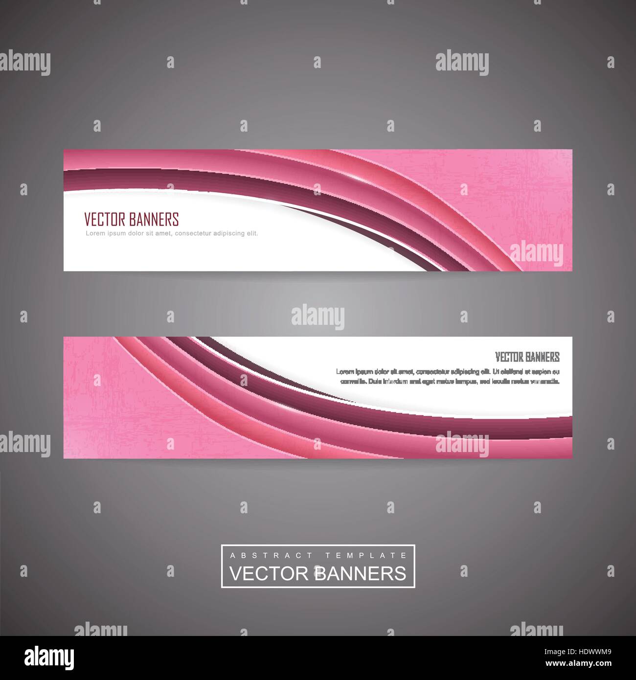 trendy banner template set design with pink glossy curved elements ...