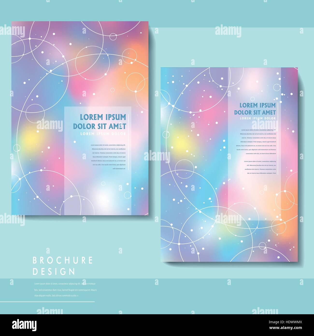 abstract brochure template design with blurred colorful background ...