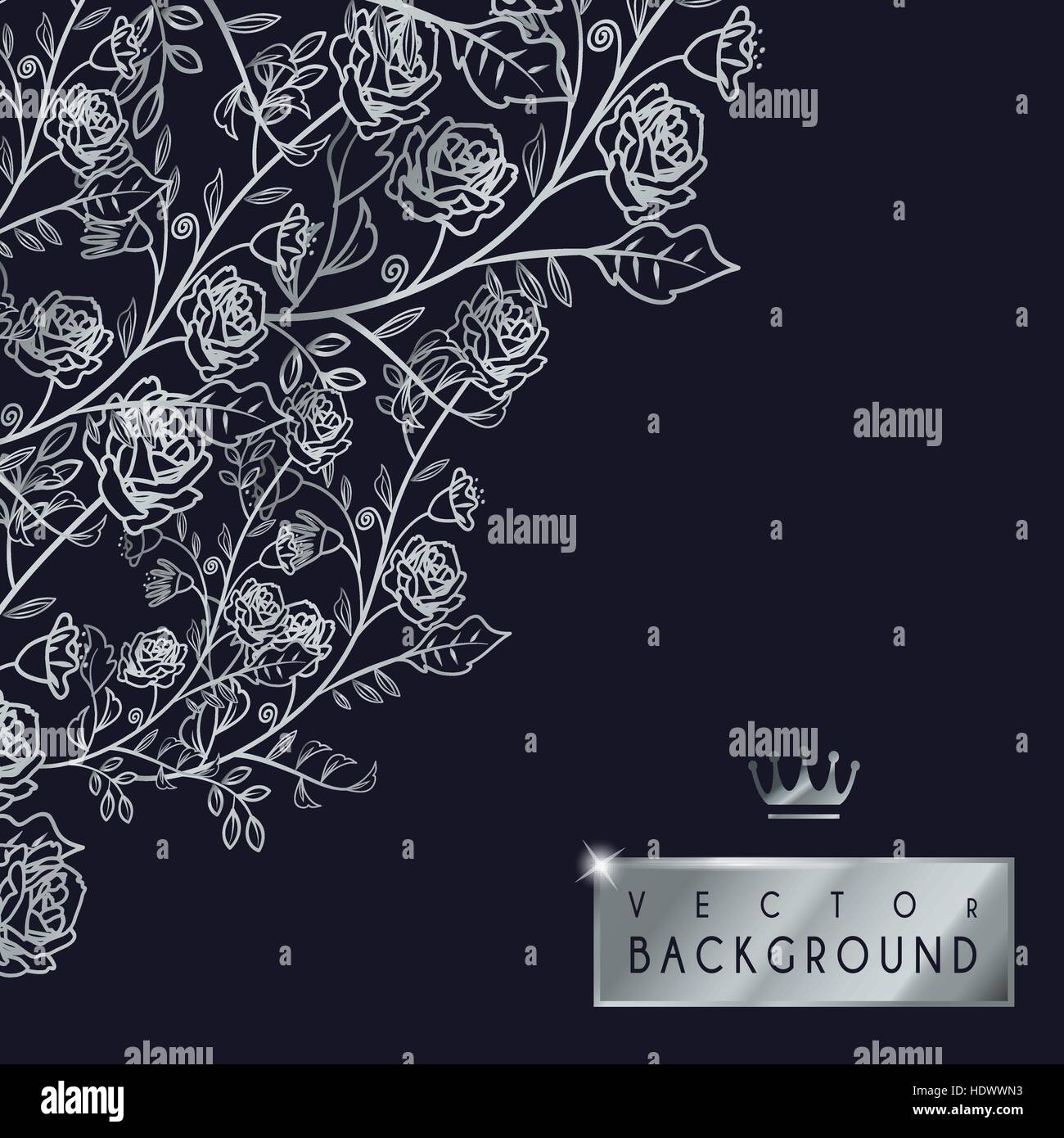 elegant poster template design with exquisite silver floral elements ...