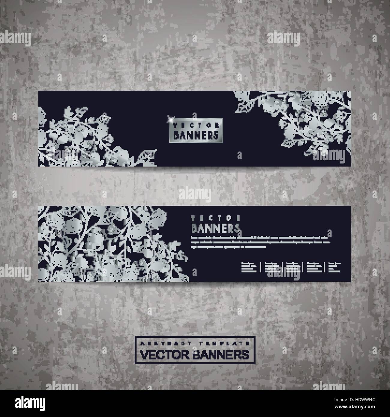 elegant banner template set design with exquisite silver floral ...