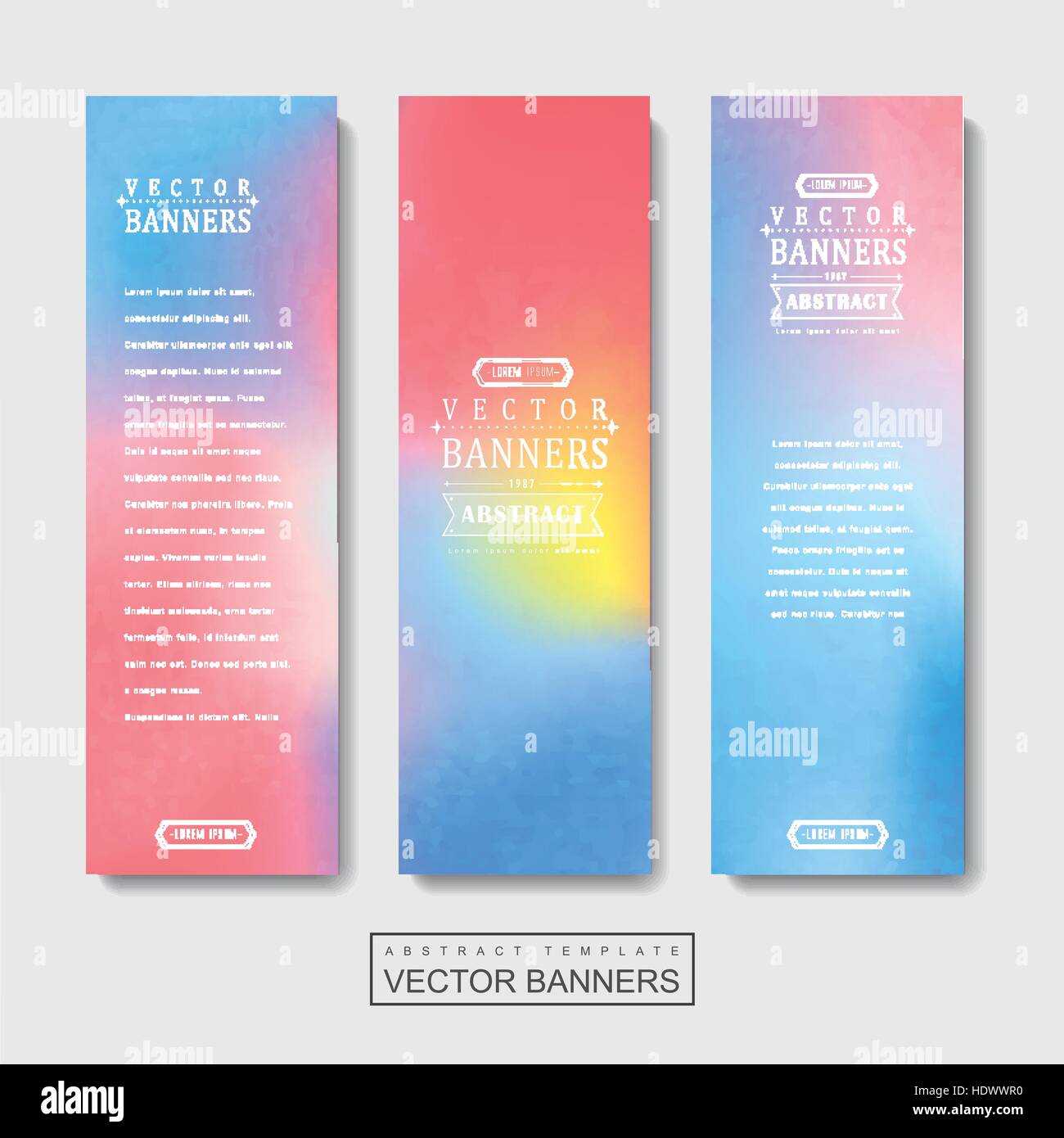 fantastic banner template set design with watercolor blurred background ...