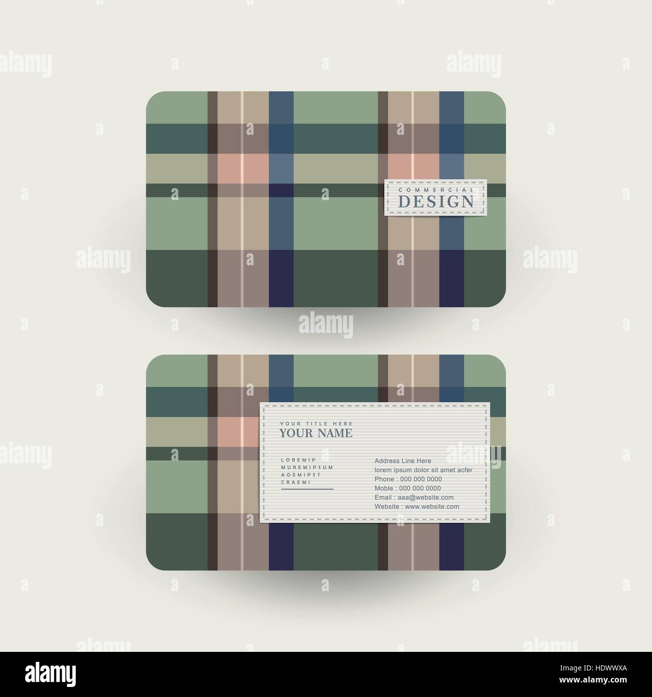 abstract plaid design business card template in green Stock Vector ...