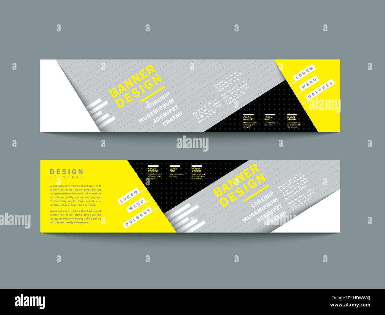 modern paper texture banners template set in yellow and grey Stock ...