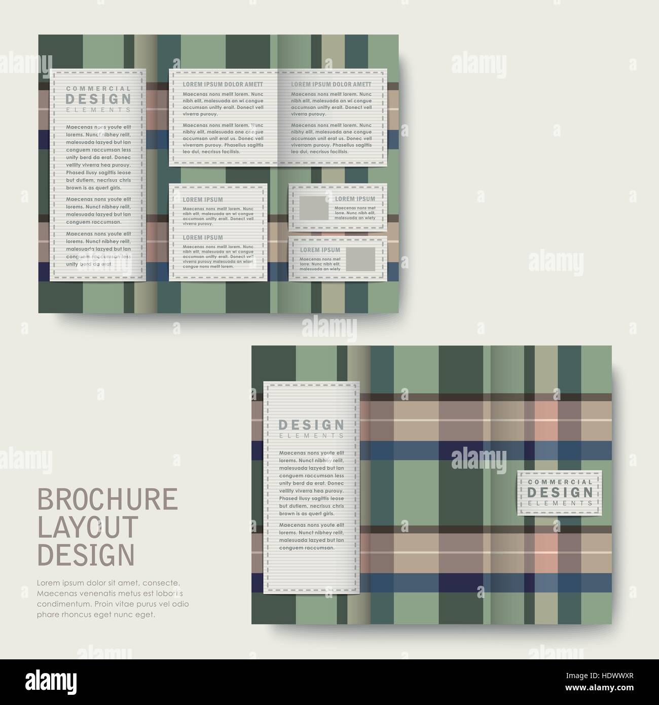 plaid design tri-fold template set in green Stock Vector Image & Art ...