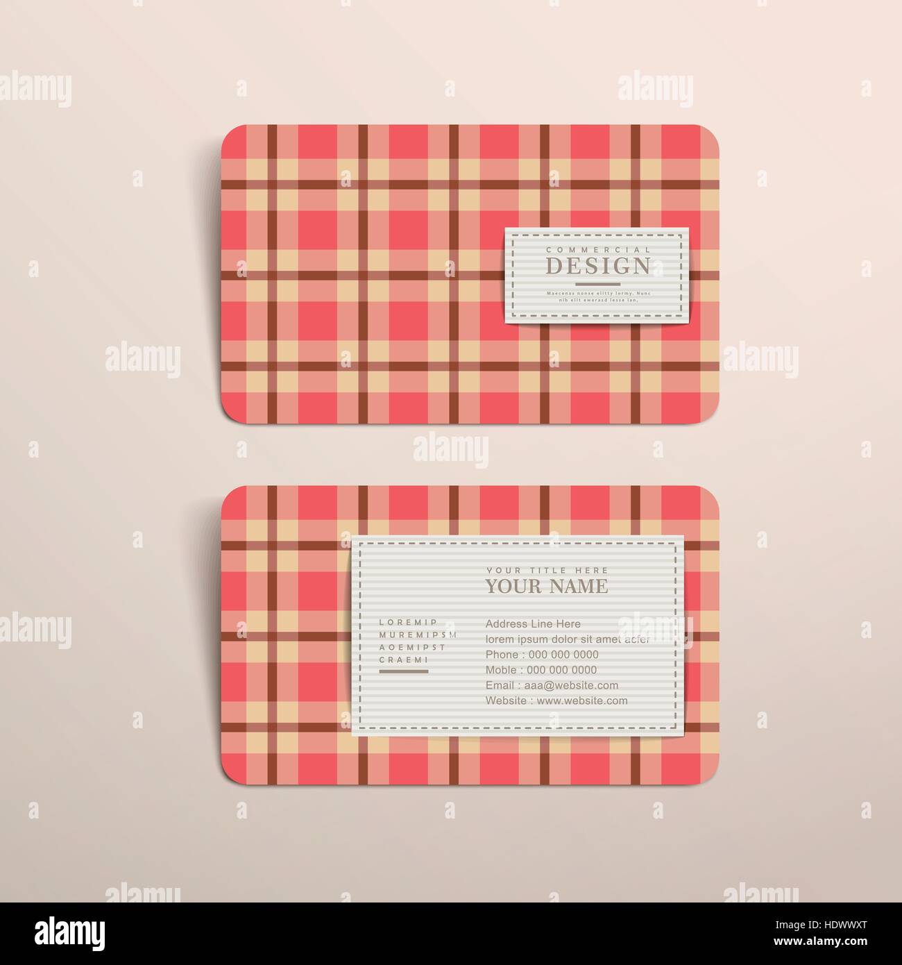 abstract plaid design business card template in red Stock Vector Image ...