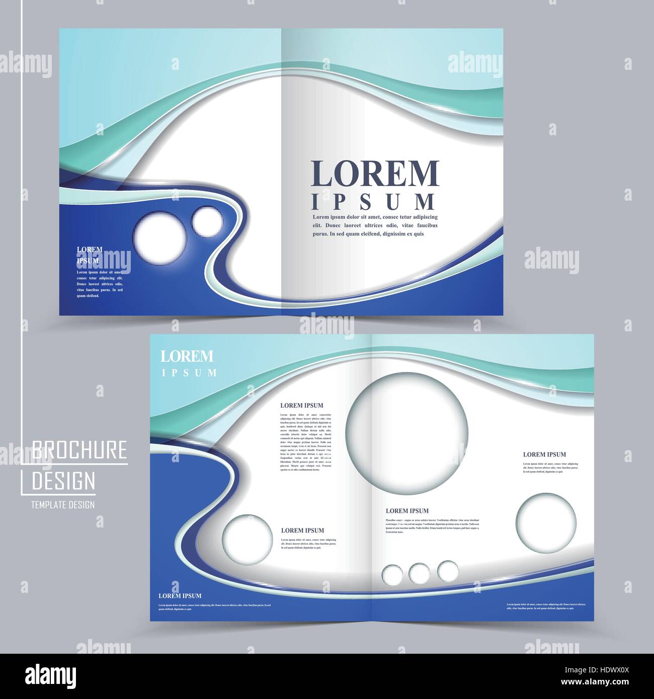 technology style design for half-fold brochure in blue Stock Vector ...