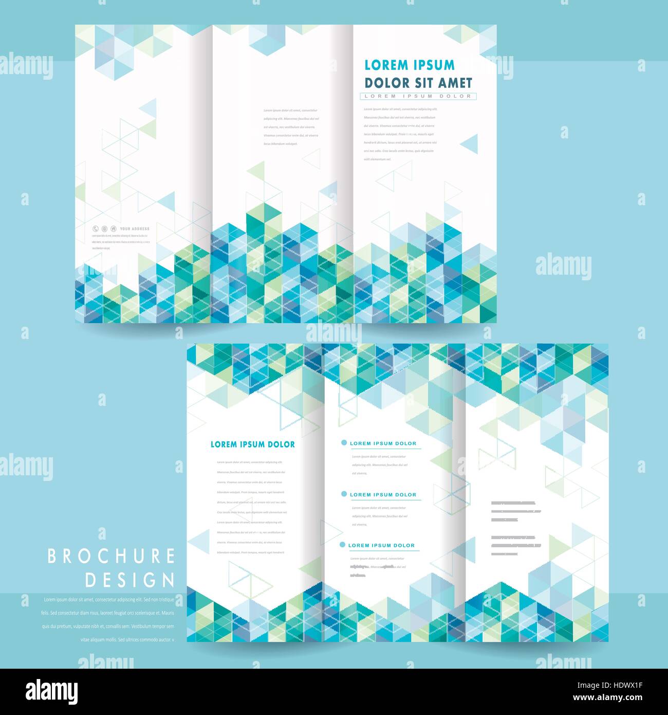 abstract tri-fold template design with triangle pattern Stock Vector ...