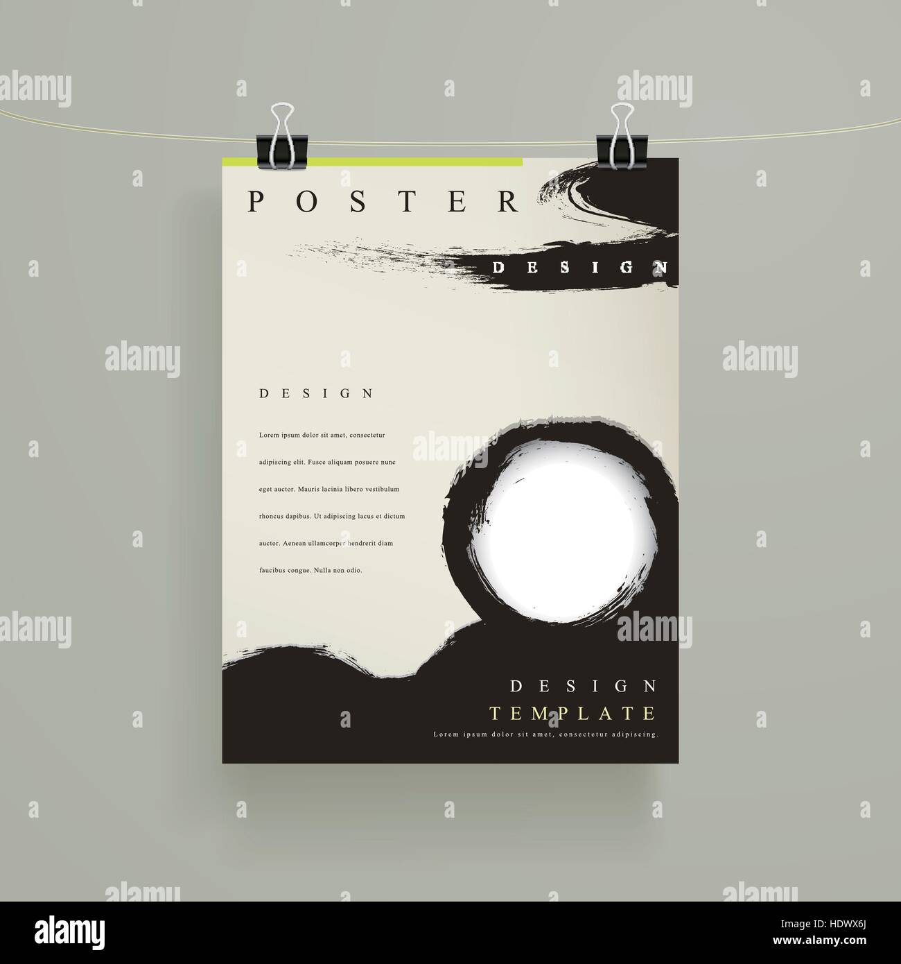 Chinese calligraphy style business poster template hanging on the wall ...