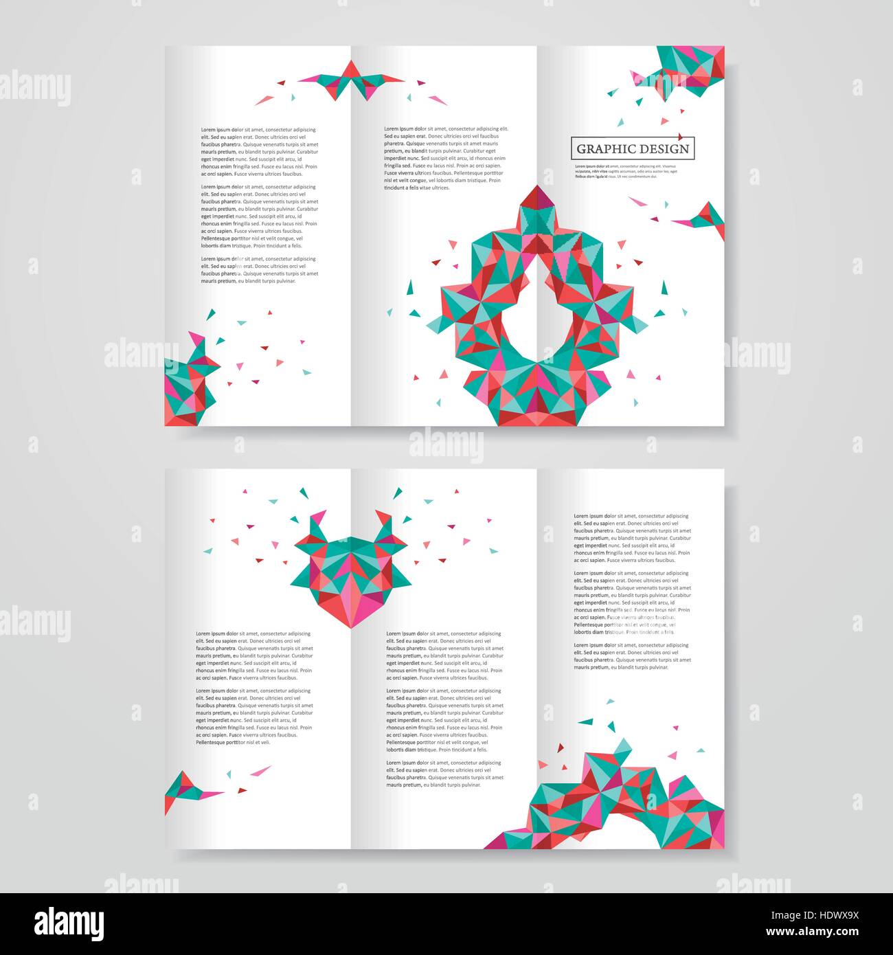 abstract geometric colorful triangles design for tri-fold brochure ...