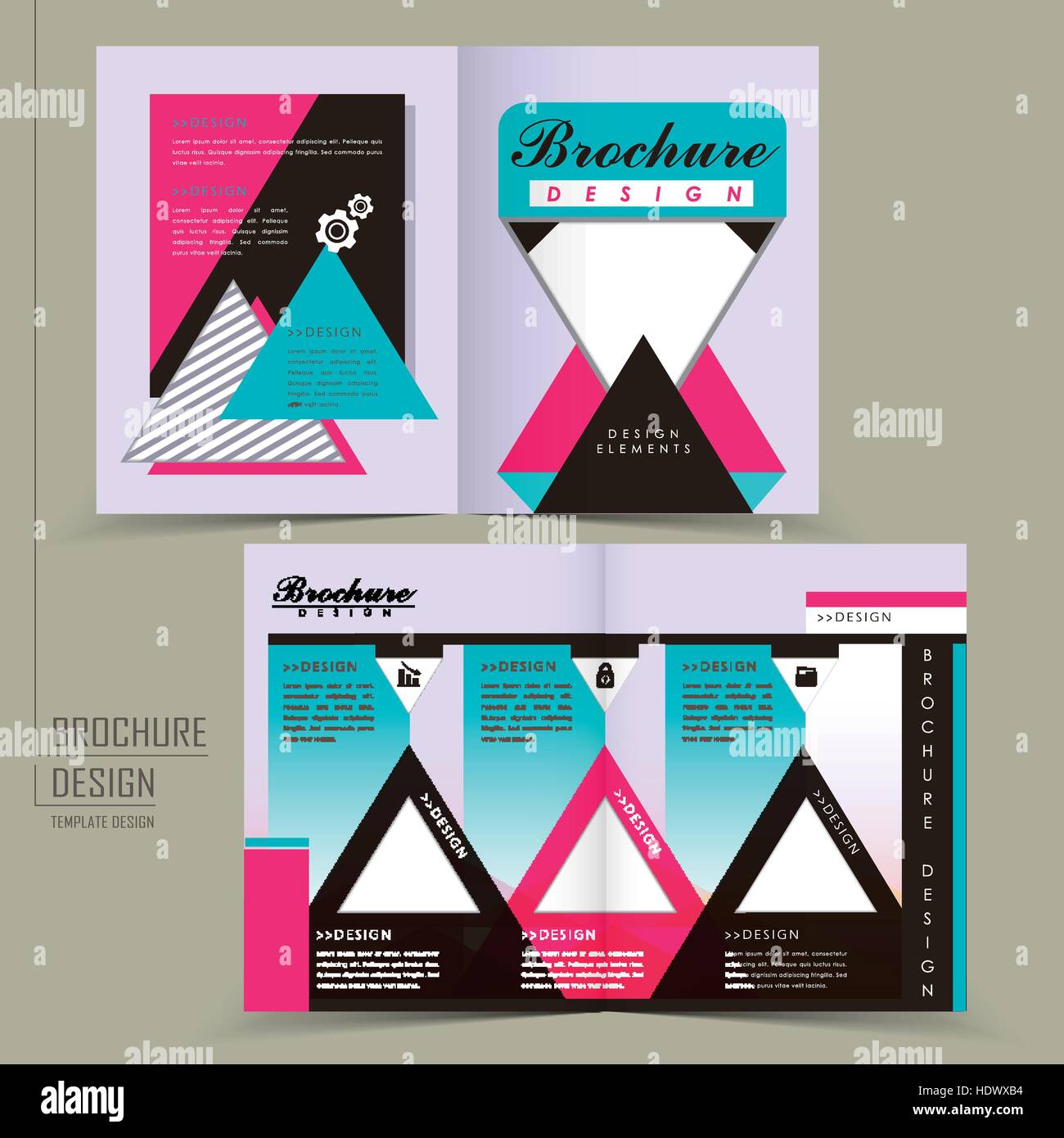 modern geometric style half-fold template for business advertising ...
