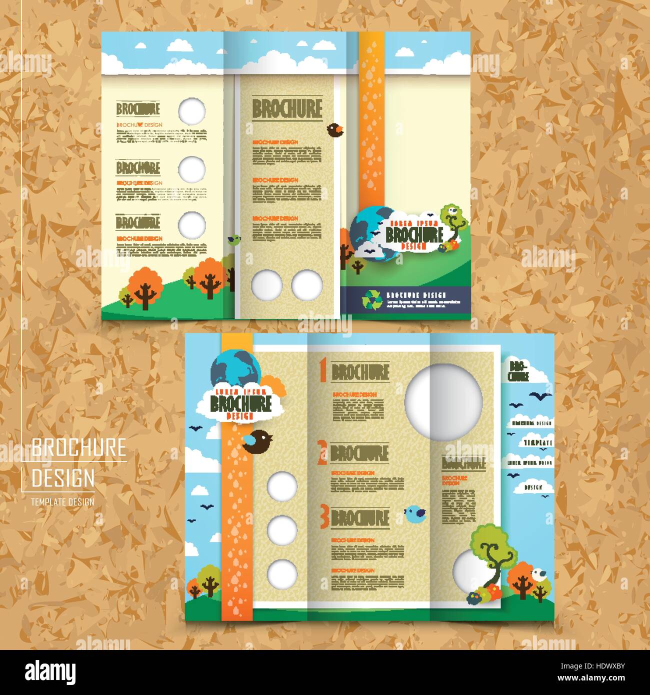 Tri fold brochure template design flat Stock Vector Images - Alamy