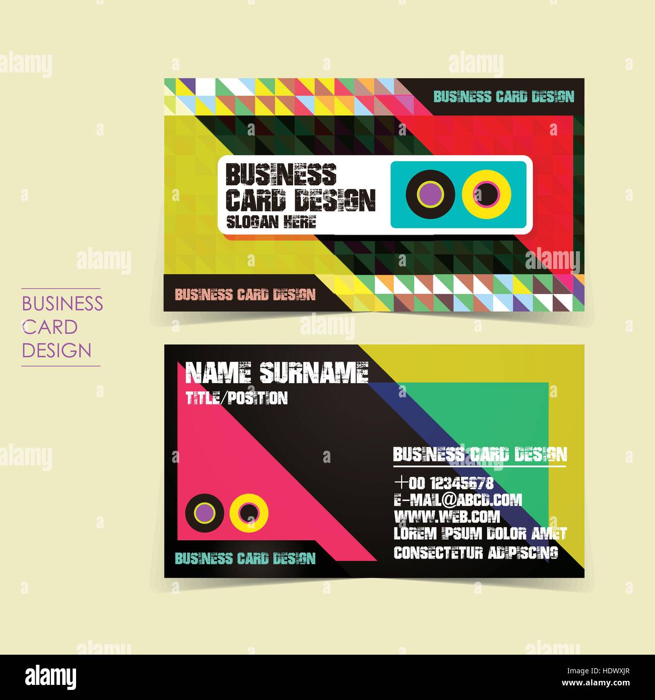 pixel background vector business card set template design Stock Vector ...