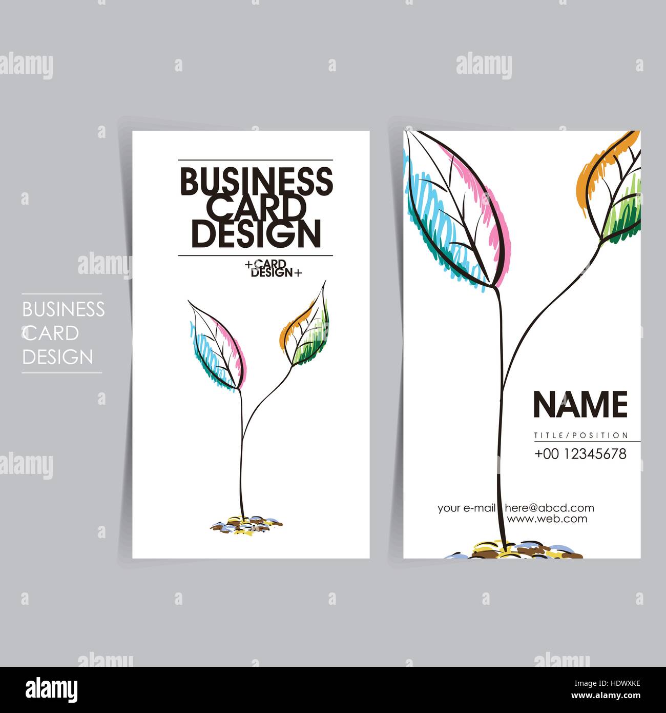 hand drawn style vector business card set template design Stock Vector ...