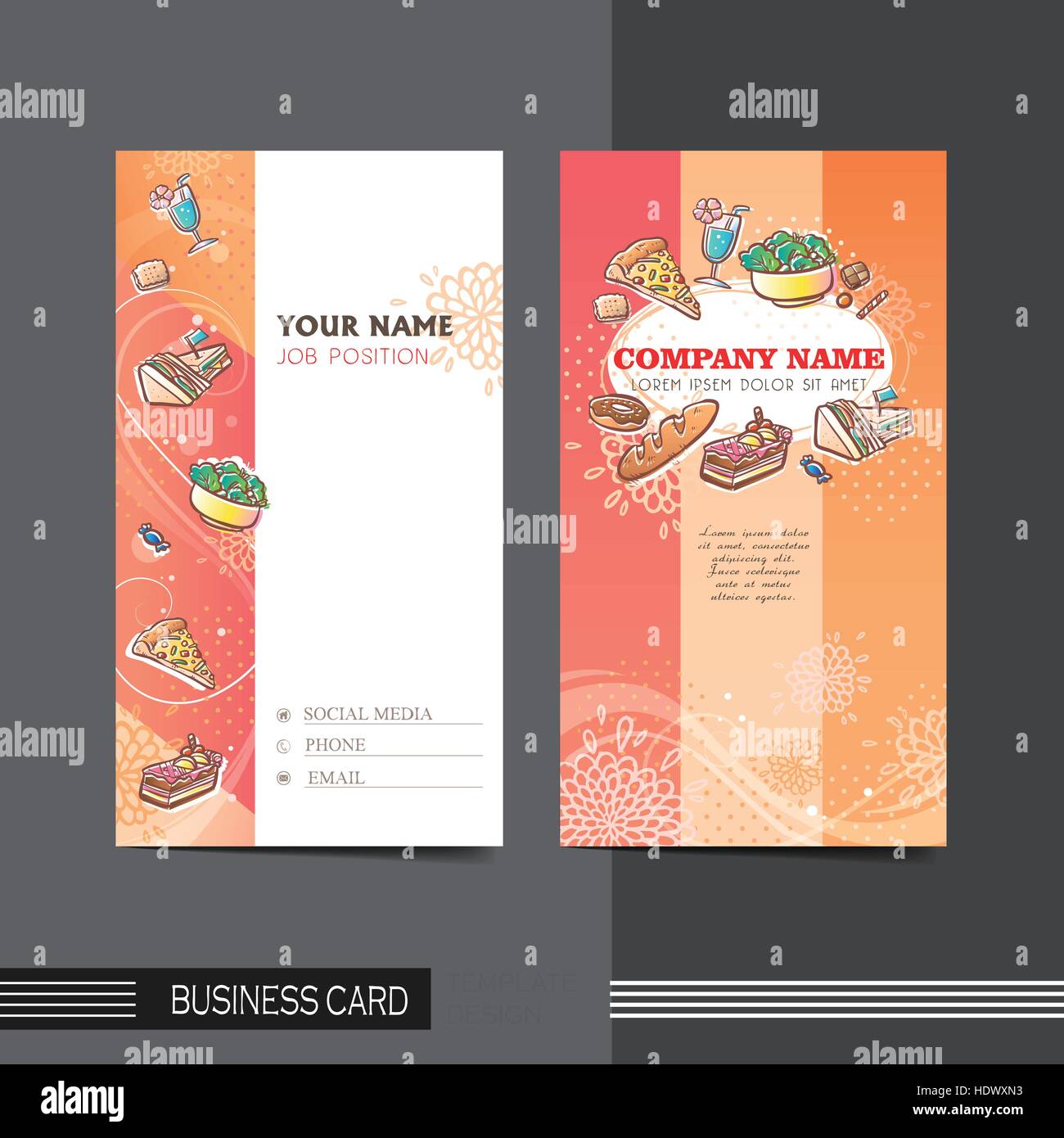 vector warm color and dining modern business card template Stock Vector ...