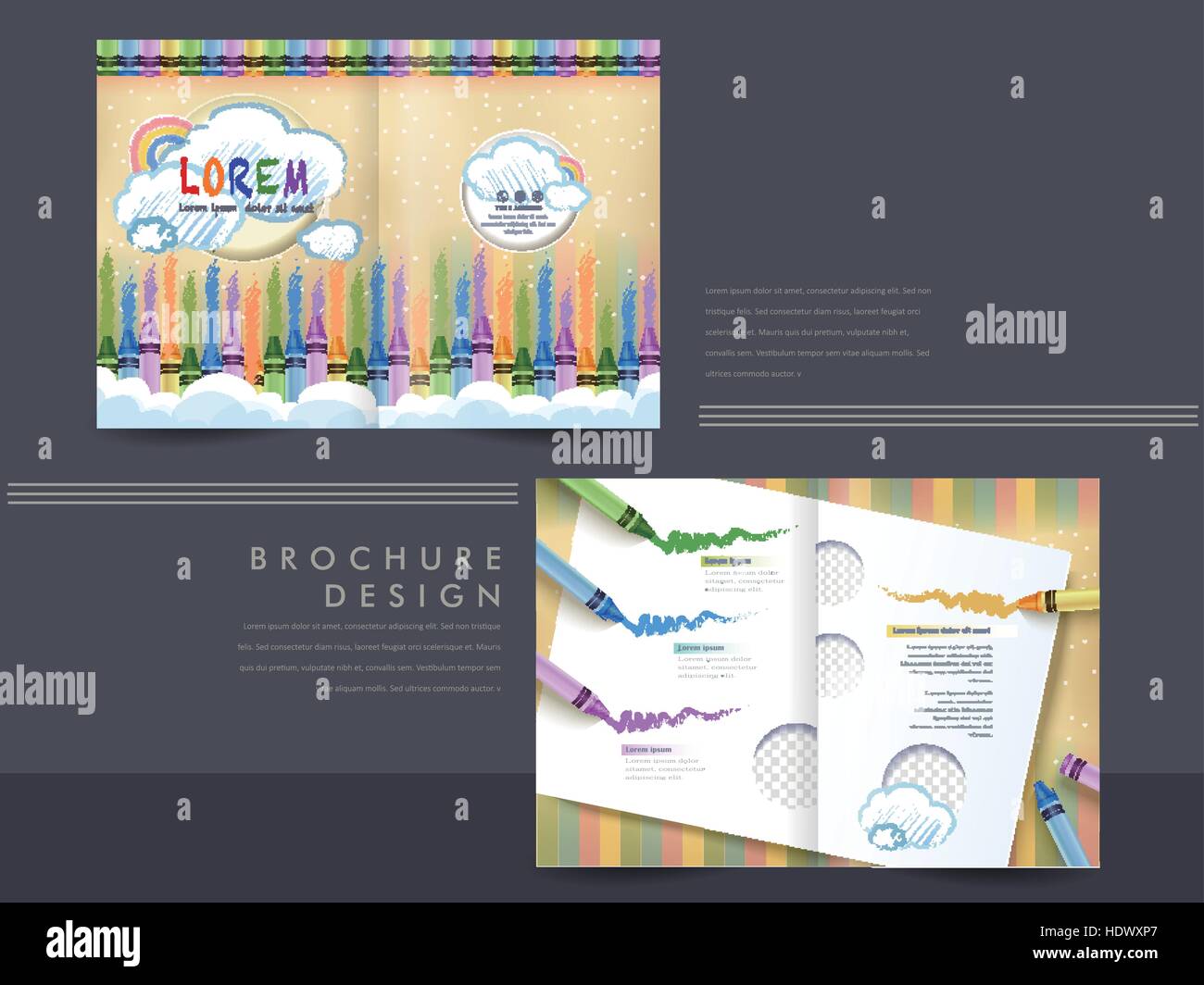 flat design tri-fold template for environmental concept brochure Stock ...