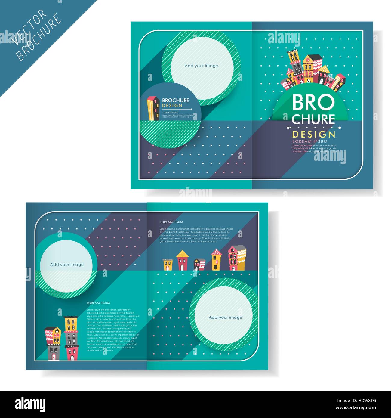 vector geometry brochure design with house and dot Stock Vector Image ...