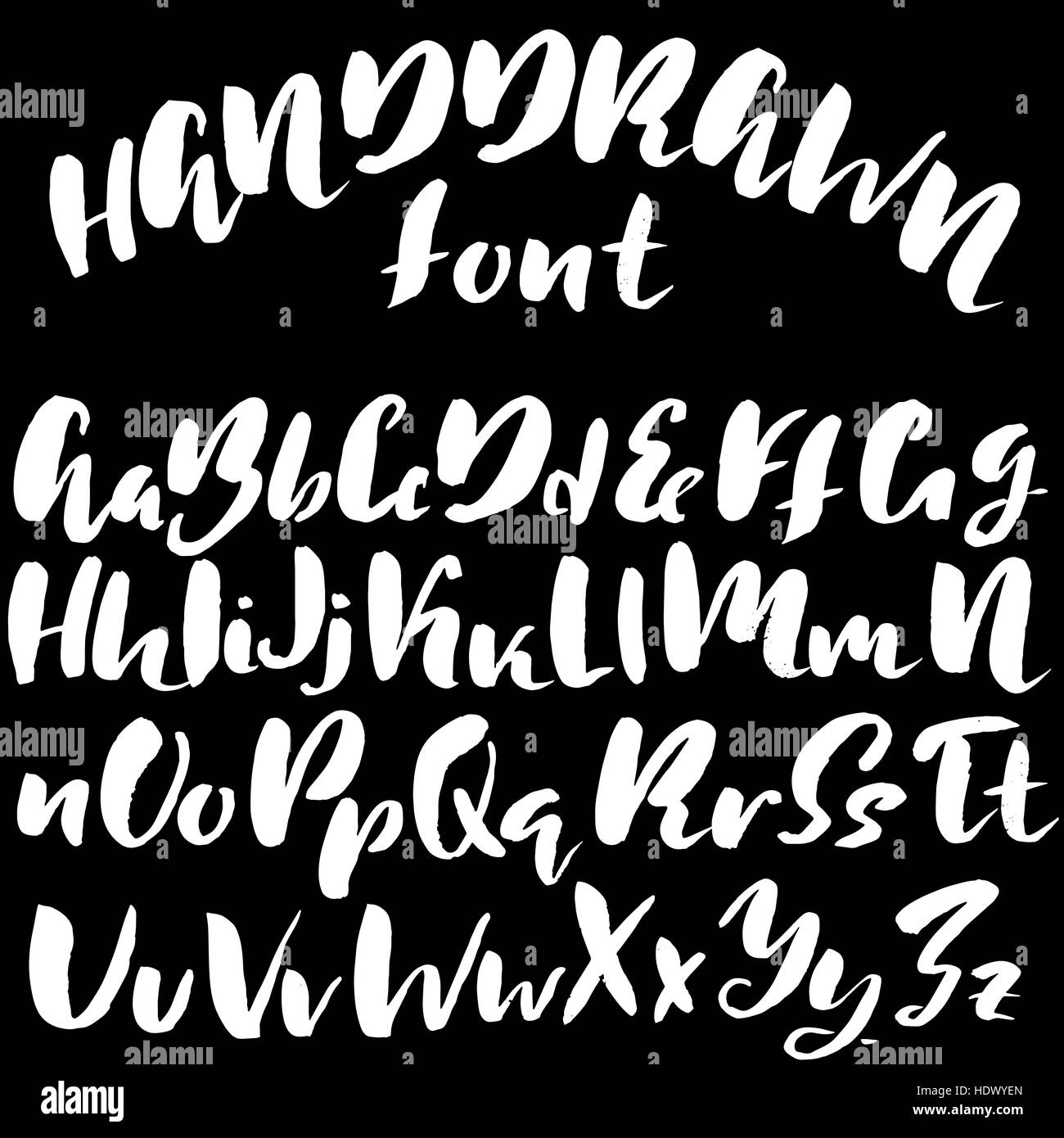 Hand drawn font made by dry brush strokes. Grunge style alphabet Stock ...