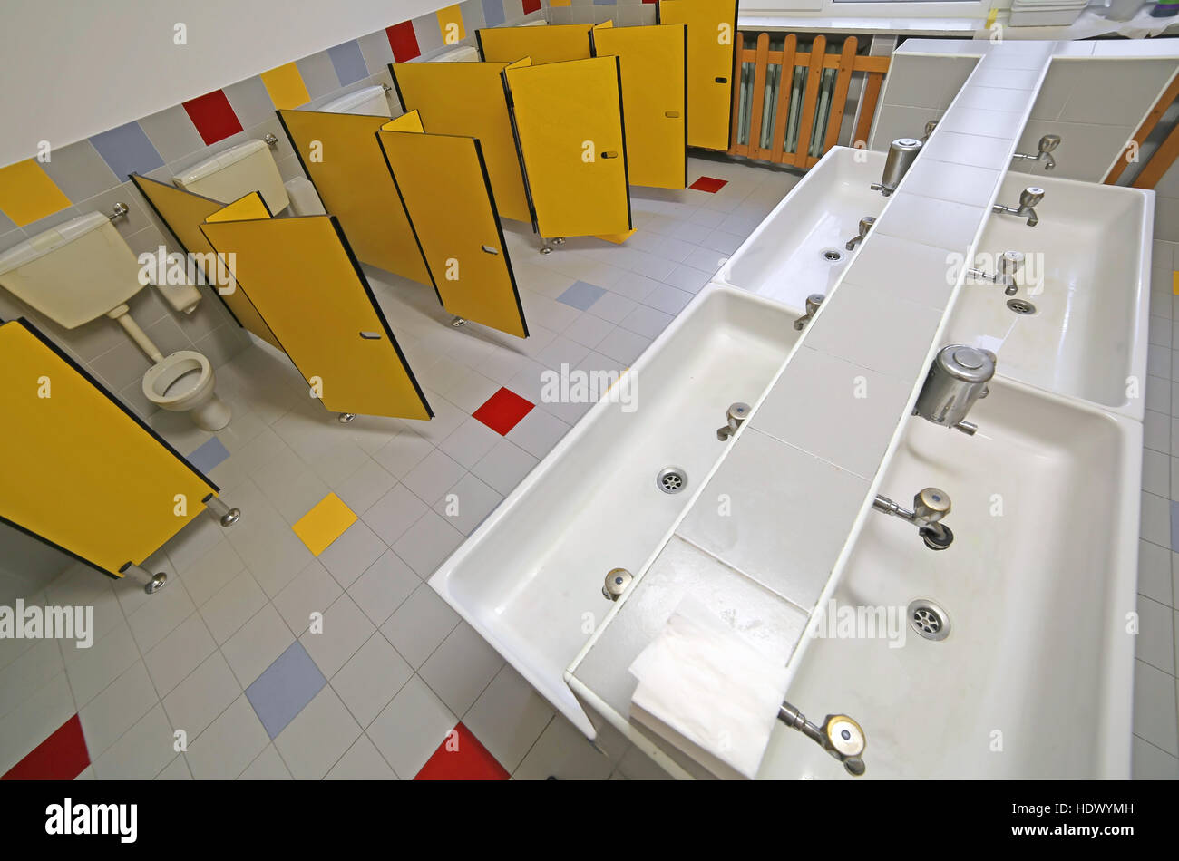 bathroom for kids in the preschool without children Stock Photo - Alamy