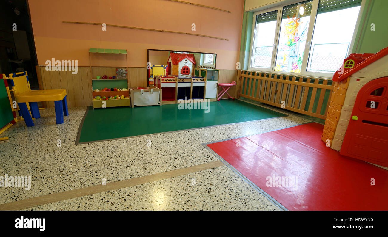 wide playing room of a school for kids without people Stock Photo - Alamy