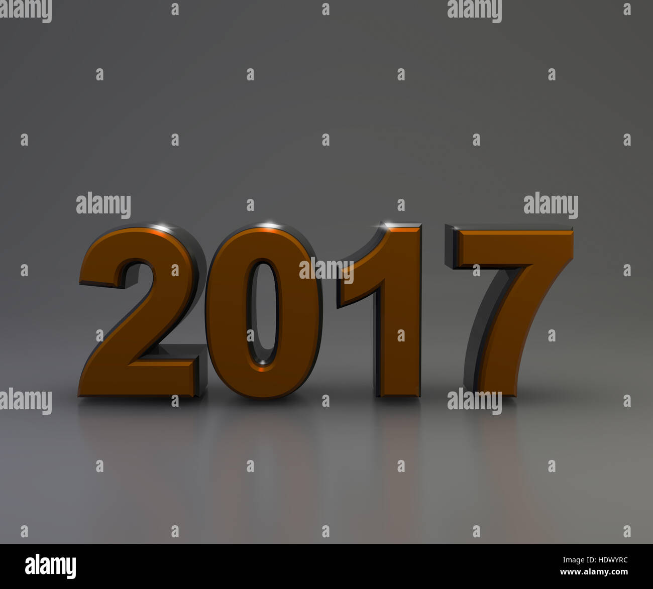 Steel number 2017 with reflections, 3d rendering Stock Photo - Alamy