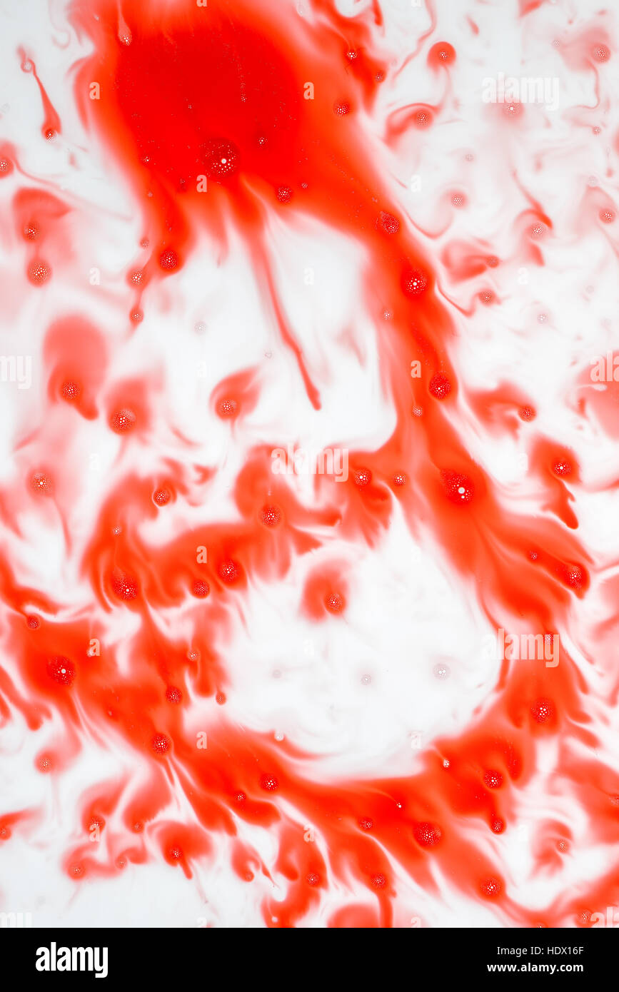 Blood drips on white surface, abstract background for violence, murder ...