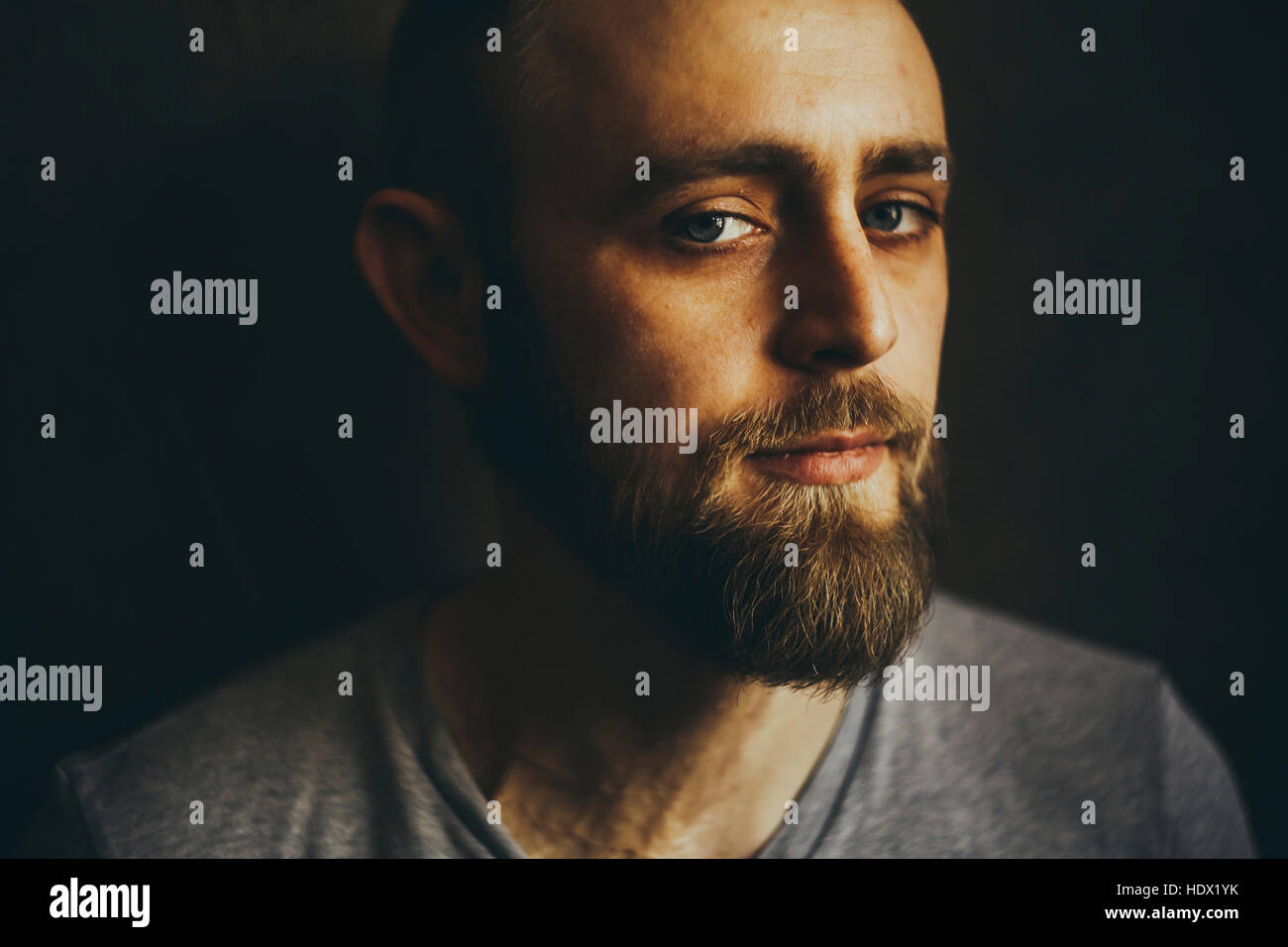 Portrait of serious Caucasian man with beard Stock Photo - Alamy