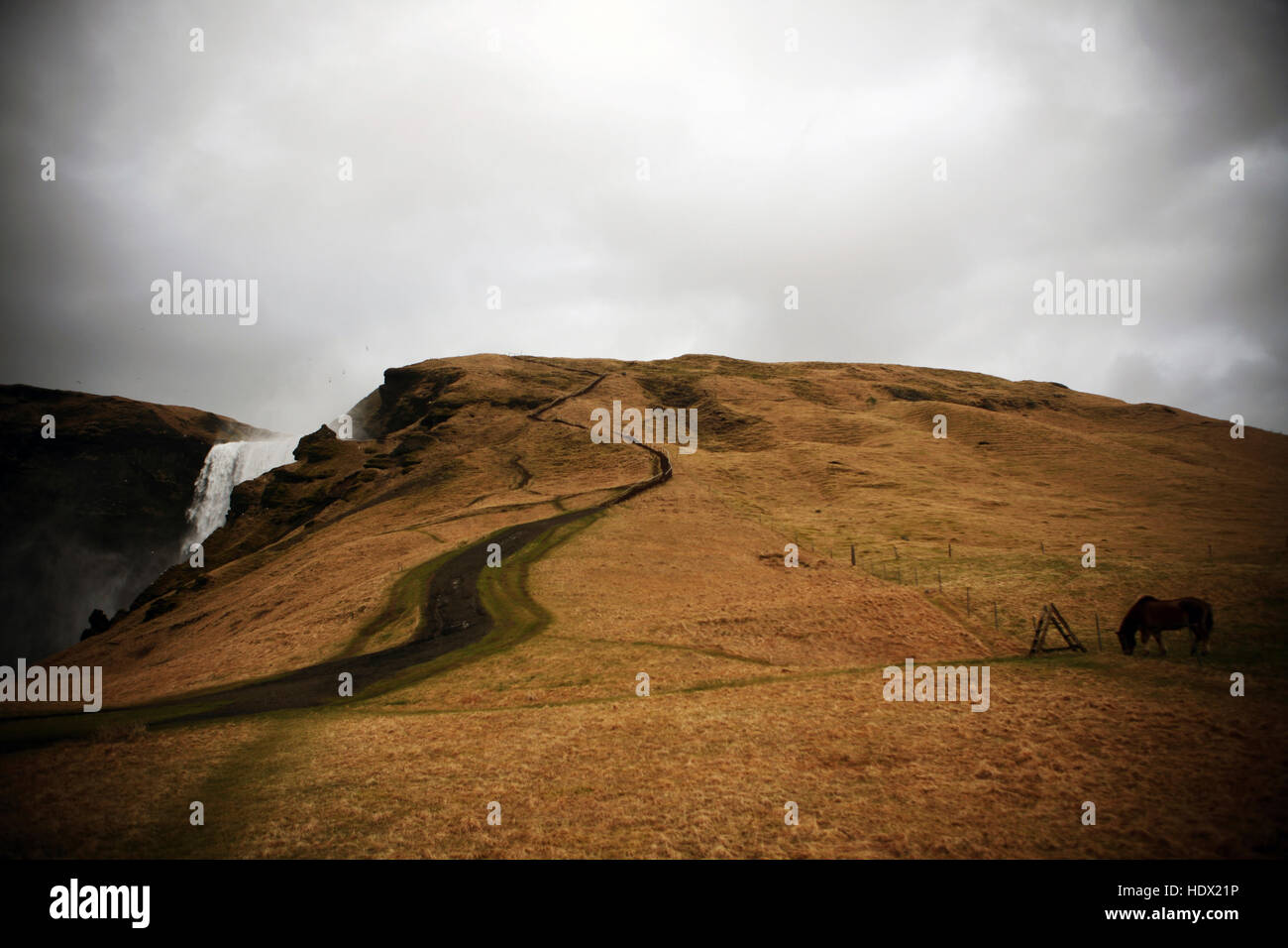 Winding path near waterfall Stock Photo - Alamy