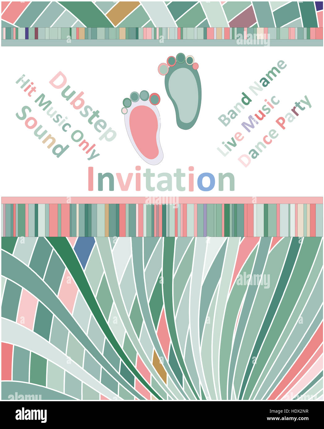 Vertical music party background with colorful graphic elements and text ...