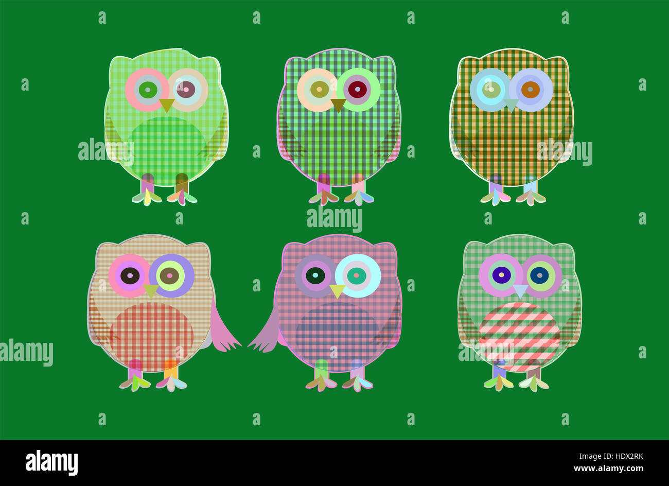 set of cute textile owls Stock Photo - Alamy