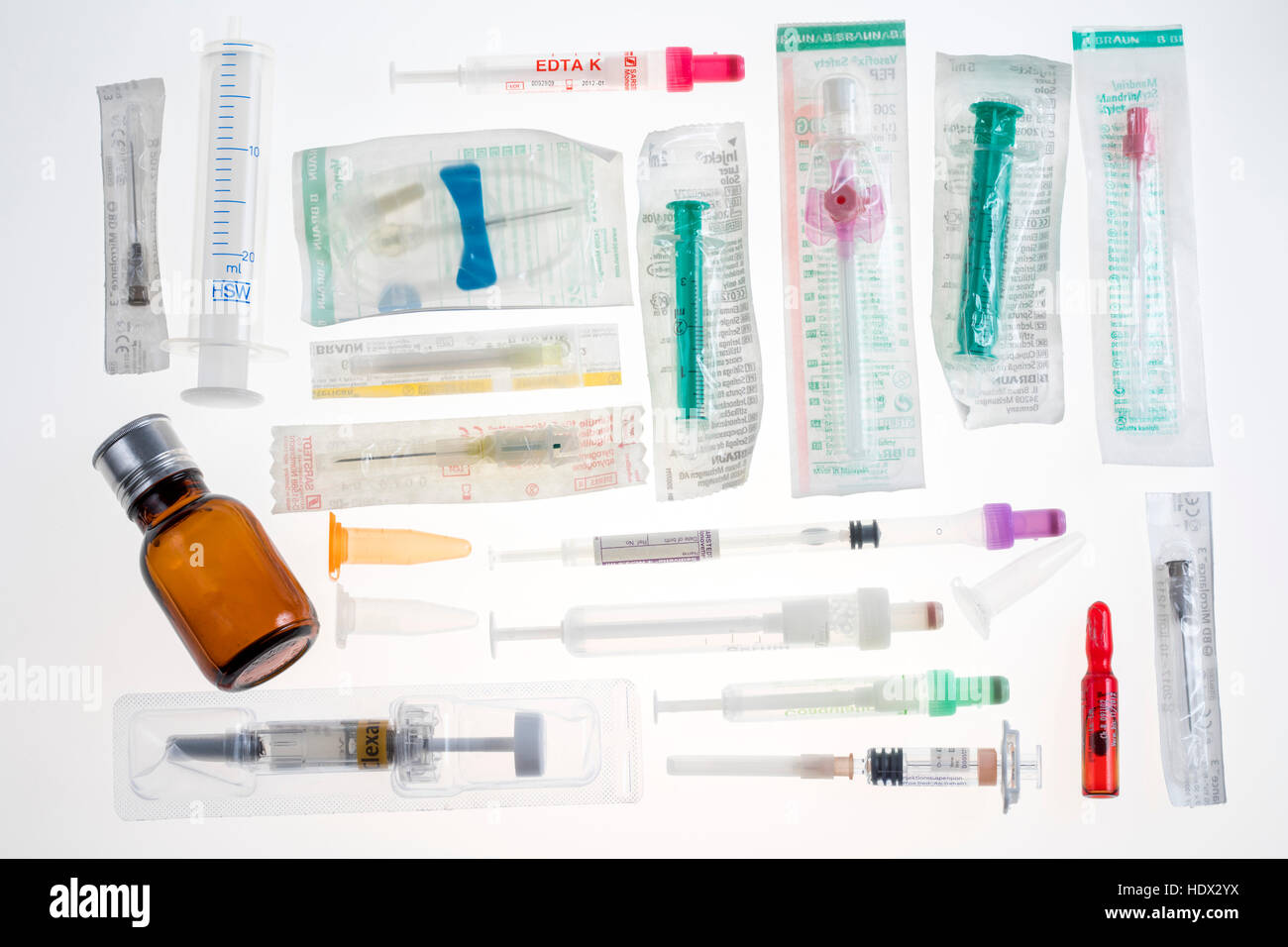 Various medical disposable products, syringes, cannulae, blood ...