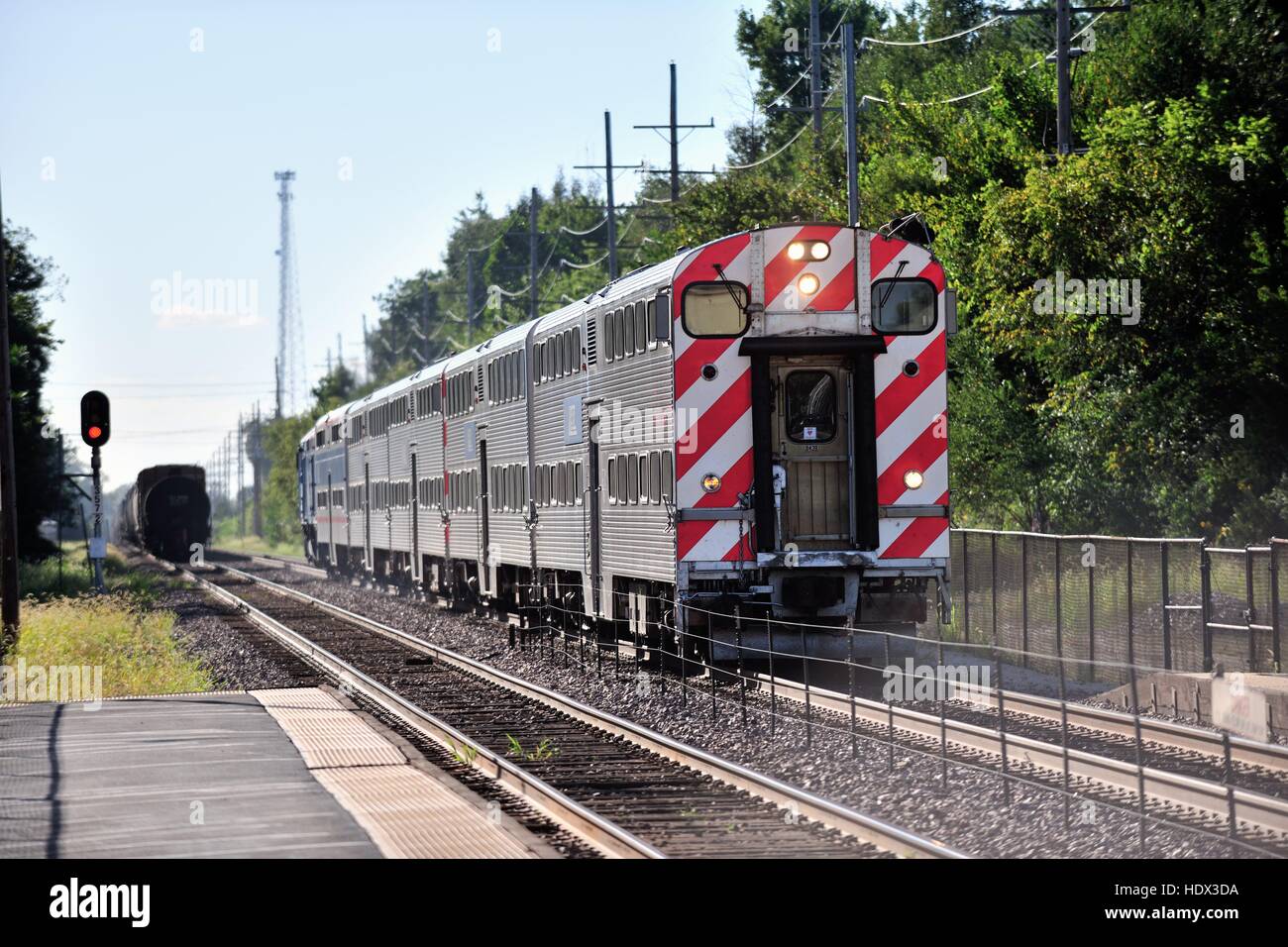 A Metra commuter train, using push-pull techniques arriving at Geneva ...
